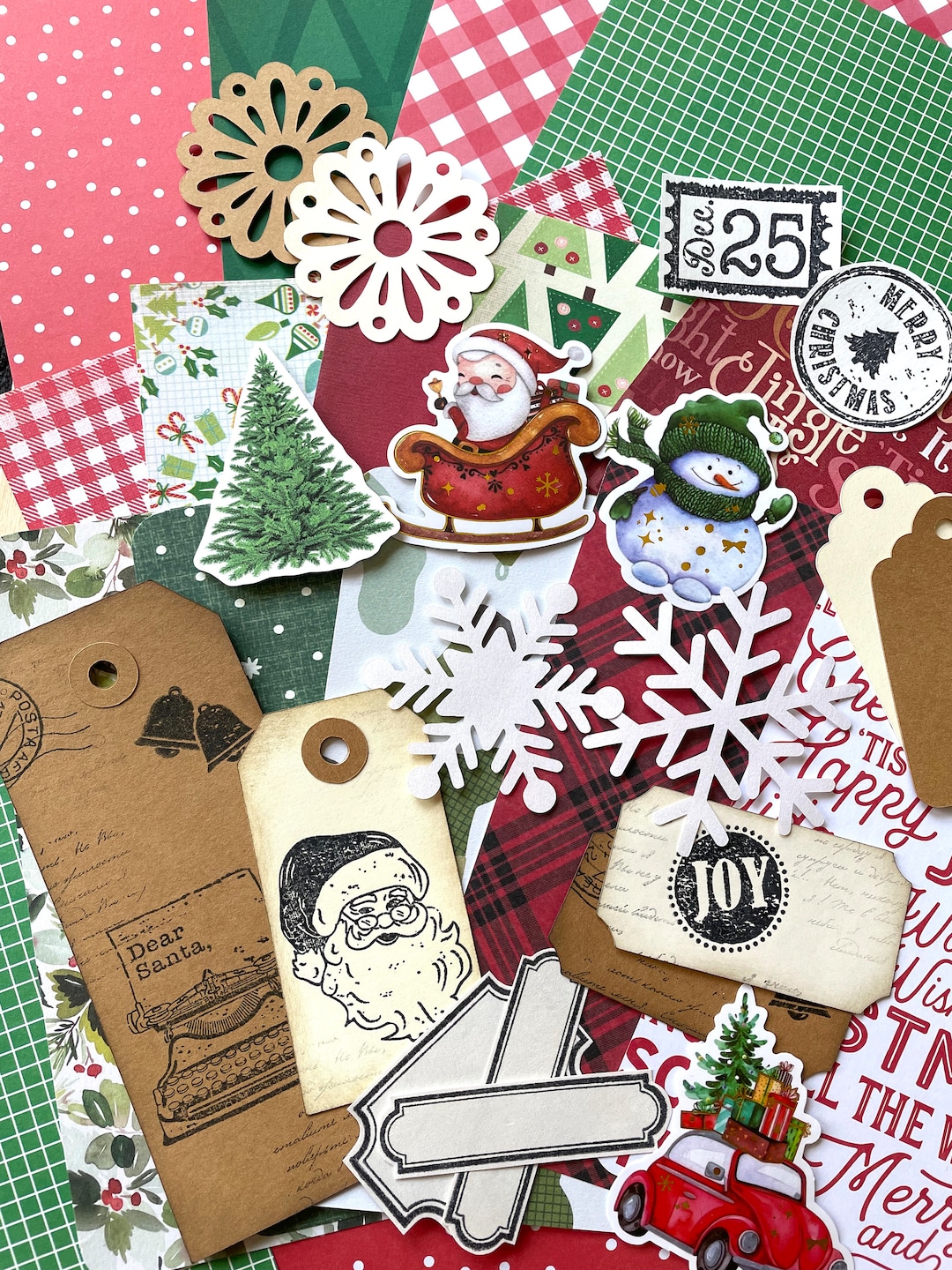 Christmas Scrapbooking Kit, Holiday Junk Journal Supplies, Scrapbook ...