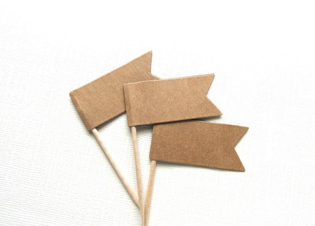 Kraft Pennant Flag Cupcake Toppers, Food Picks, Plant Picks, Graduation ...