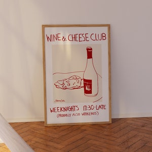 Wine and Cheese Club Poster - Vintage Food Poster - Wine Print - Retro ...