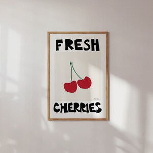 Fresh Cherries Poster - Fruit Poster - Pop Art Print - Food ...