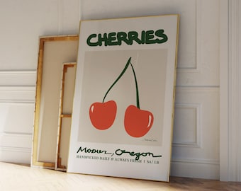 Cherries Wall Art Cherry Poster Kitchen Decor Funky Fruit - Etsy