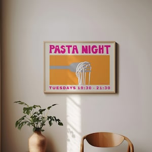 Pasta Night Horizontal Poster - Spaghetti Poster - Food Print - Modern ...