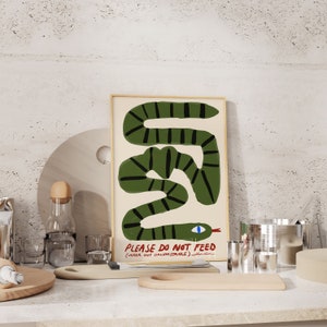 Don't Feed the Snake Print, Mid Century Decor, Typography Print, Funky ...