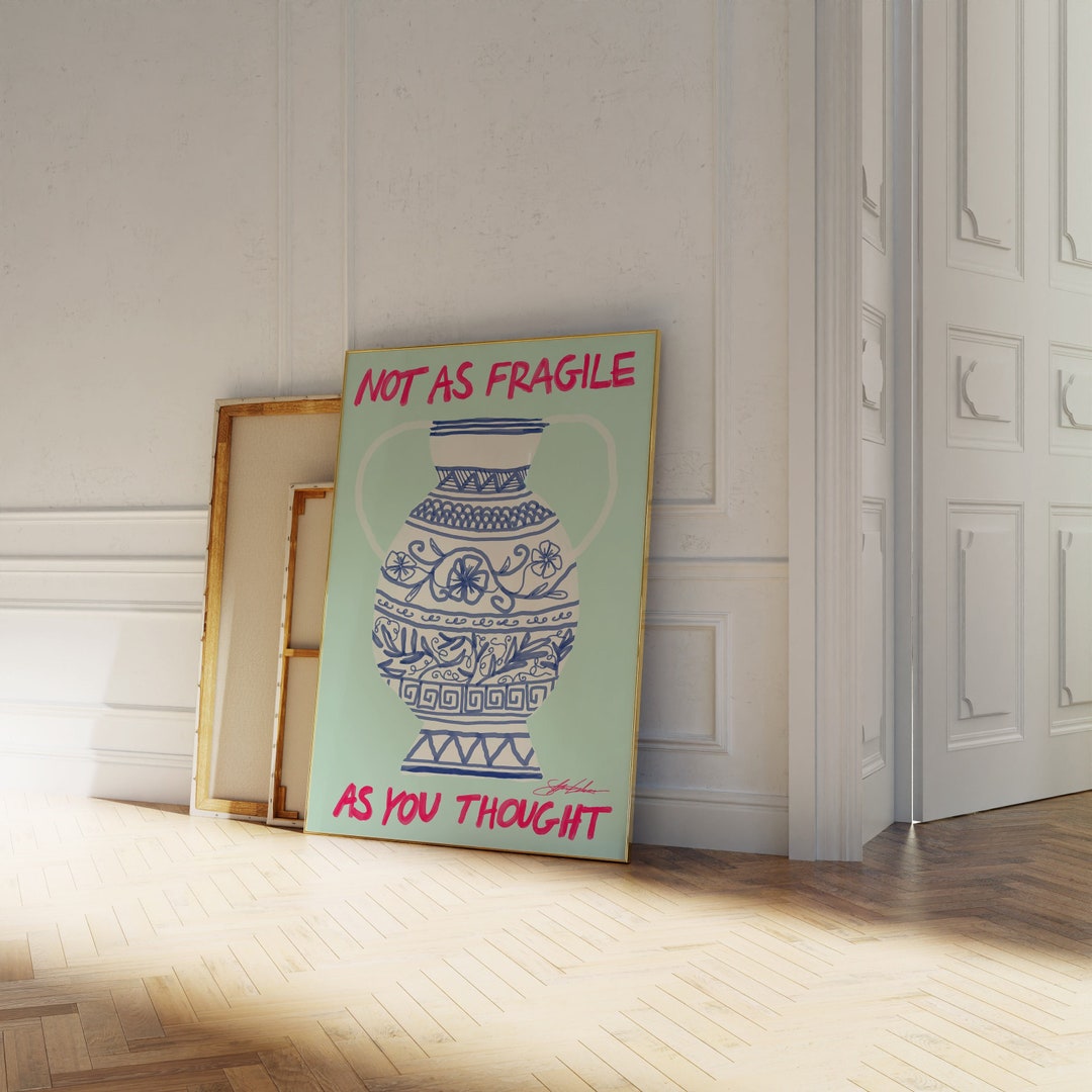 Not as Fragile Print, Abstract Vase Print, Retro Trendy Floral Print ...