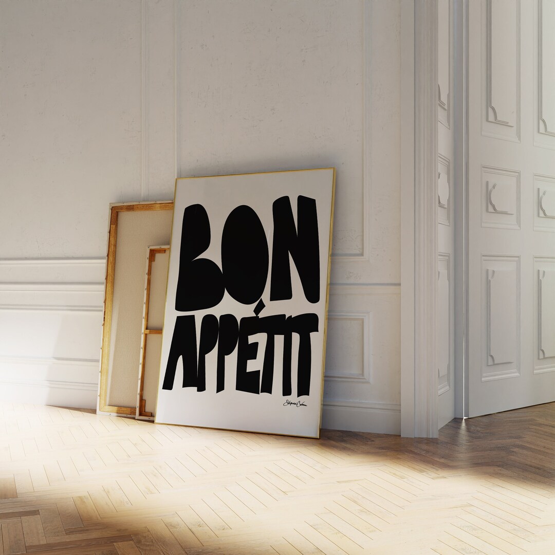 Bon Appetit Poster Mid Century Print Kitchen Wall Art - Etsy