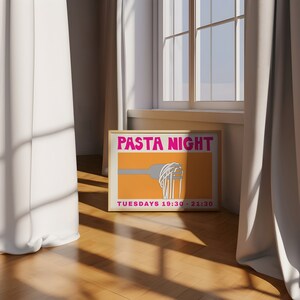 Pasta Night Horizontal Poster - Spaghetti Poster - Food Print - Modern ...