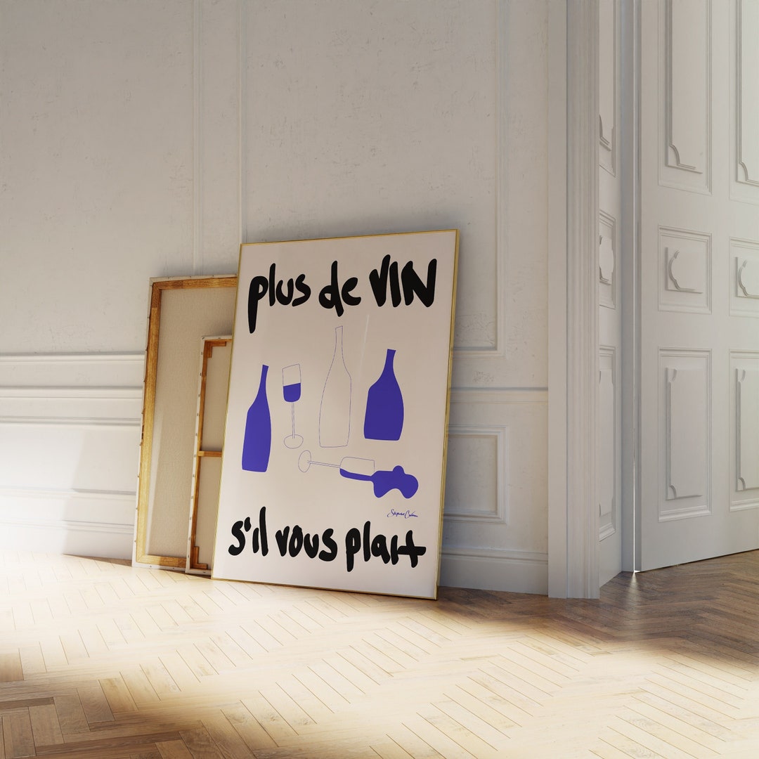 French Wine Poster Retro Drink Poster French Poster Bar Cart Decor Print Kitchen Art ...