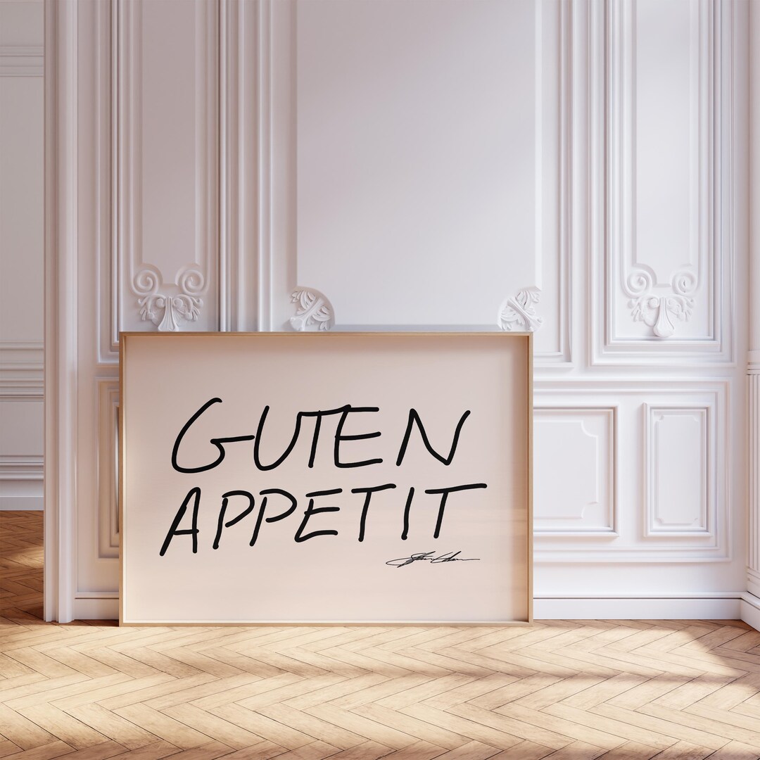 Guten Appetit Horizontal Print, Mid Century Print, Typography Print ...