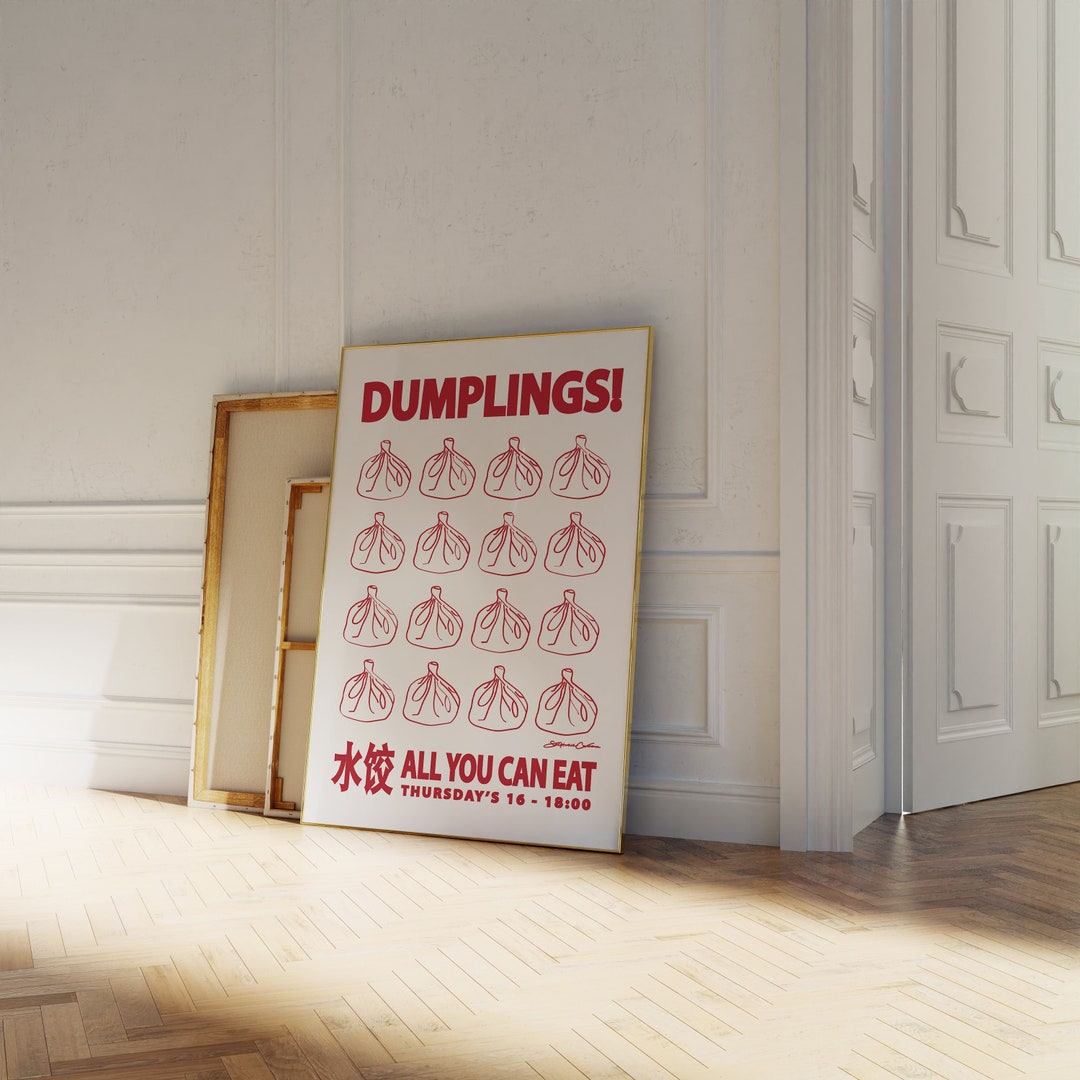 Dumplings Poster Retro Food Poster Asian Food Poster Bar Cart Decor ...