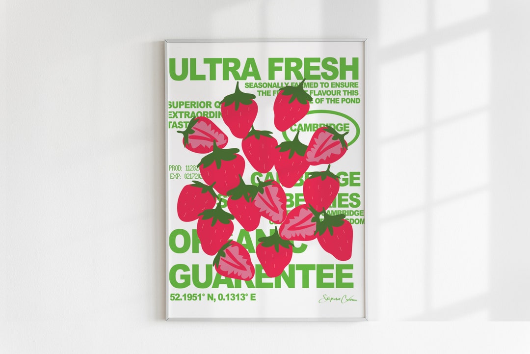 Strawberry Poster Fruit Poster Pop Art Print Food - Etsy