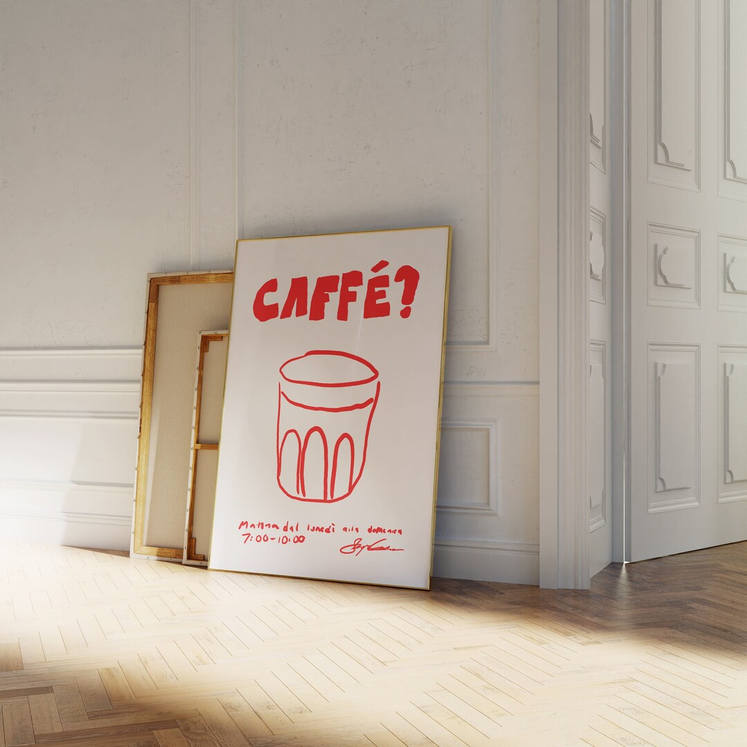 Caffe Poster, Coffee Poster, Retro Coffee Bar Decor, Espresso Poster Print, Modern Kitchen Art ...