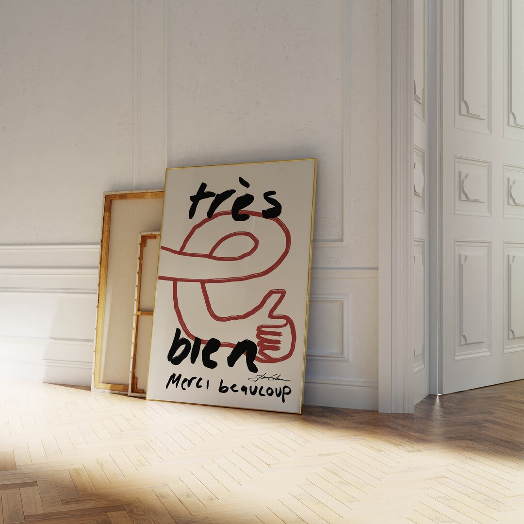 Tres Bien French Quote Print: Mid-century Modern Wall Art - Etsy