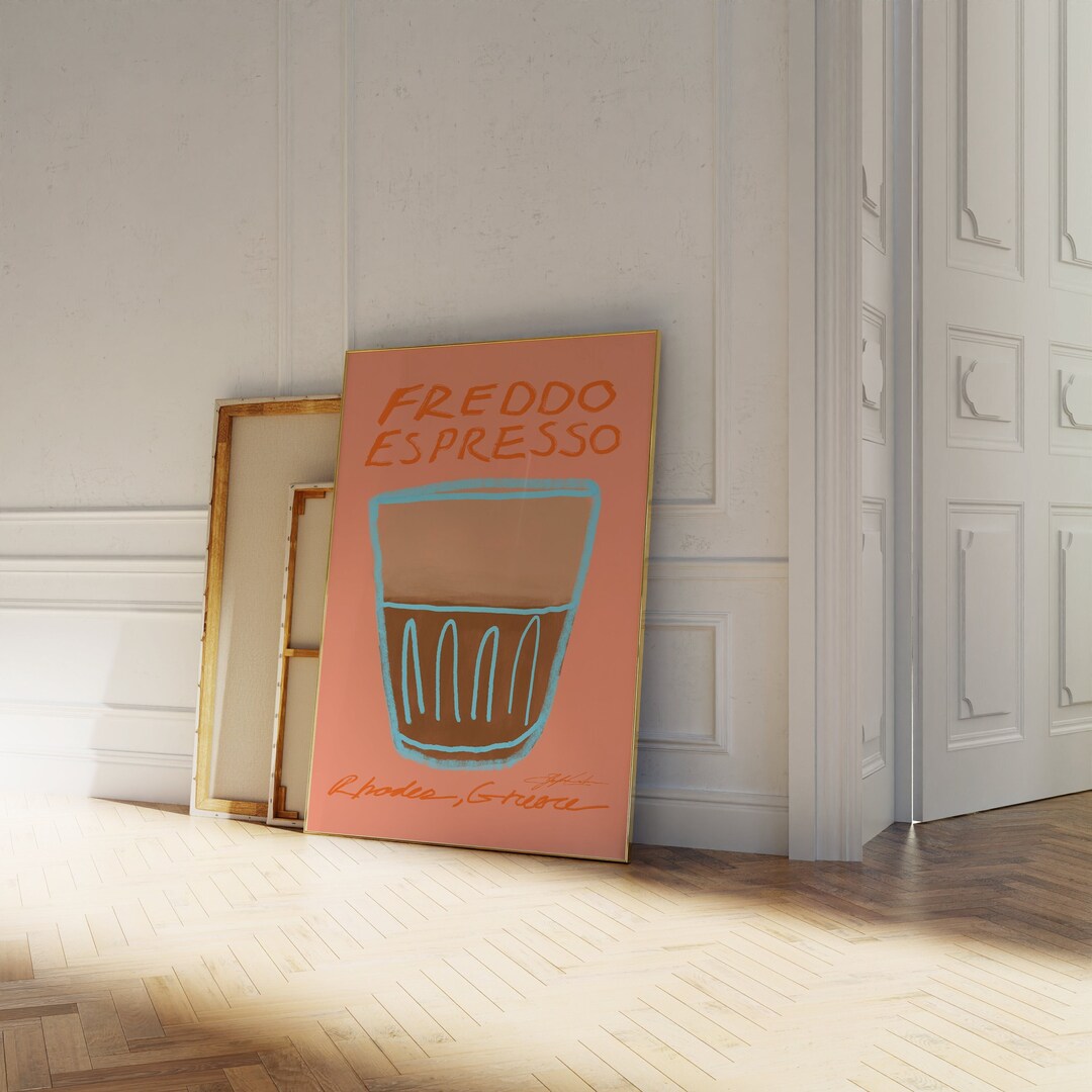 Freddo Espresso Poster, Cafe Poster, Retro Wall Art, Coffee Bar Decor ...