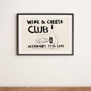 Horizontal Wine and Cheese Club Poster - Vintage Food Poster - Wine ...