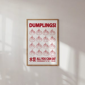 Dumplings Poster Retro Food Poster Asian Food Poster Bar Cart Decor ...