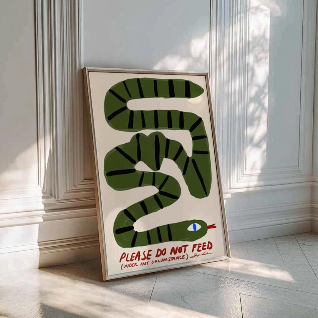 Don't Feed the Snake Print, Mid Century Decor, Typography Print, Funky ...