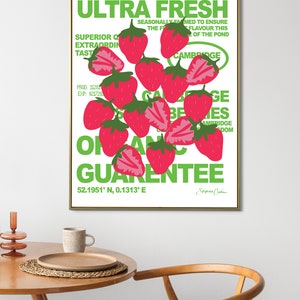 Strawberry Poster - Fruit Poster - Pop Art Print - Food Illustration ...