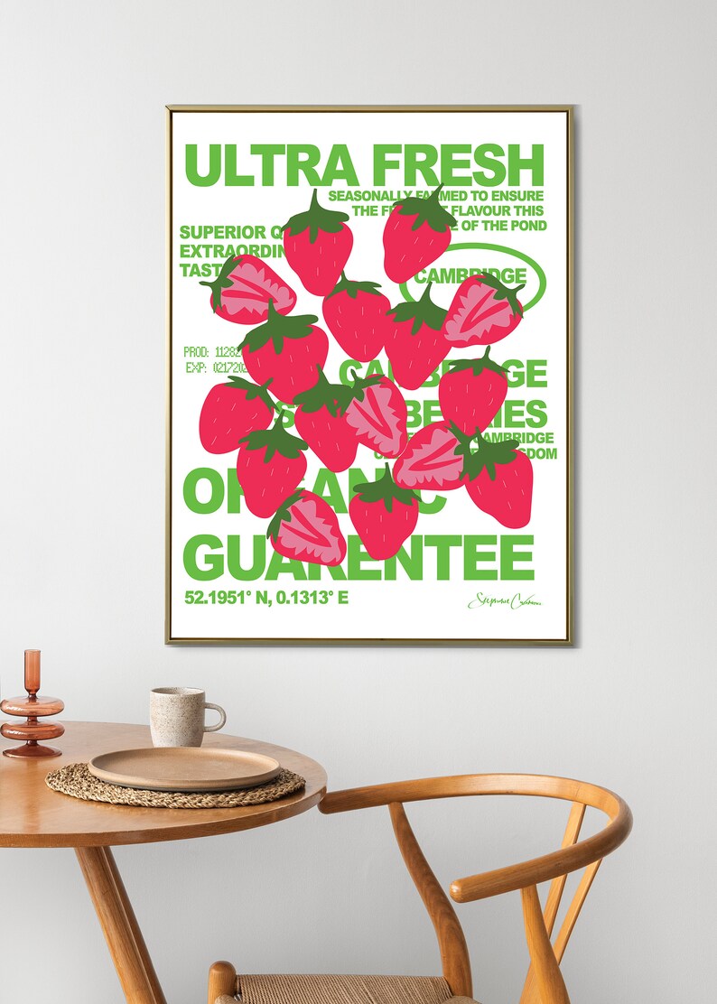 Strawberry Poster Fruit Poster Pop Art Print Food - Etsy