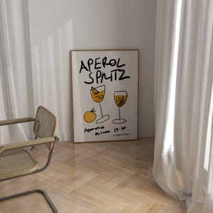 Aperol Spritz Print - Retro Wine Print - Bar Cart Art - Retro Cocktail ...