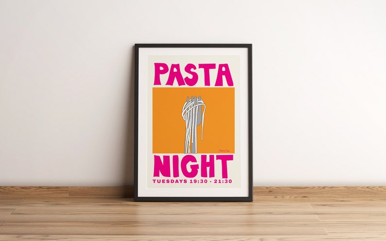 Pasta Night Poster Spaghetti Poster Food Print Modern - Etsy