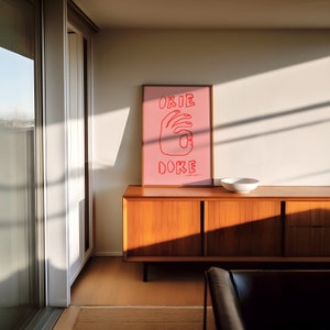 Okie Doke Print, Mid Century Print, Aesthetic Wall Art, Trendy Pink and ...