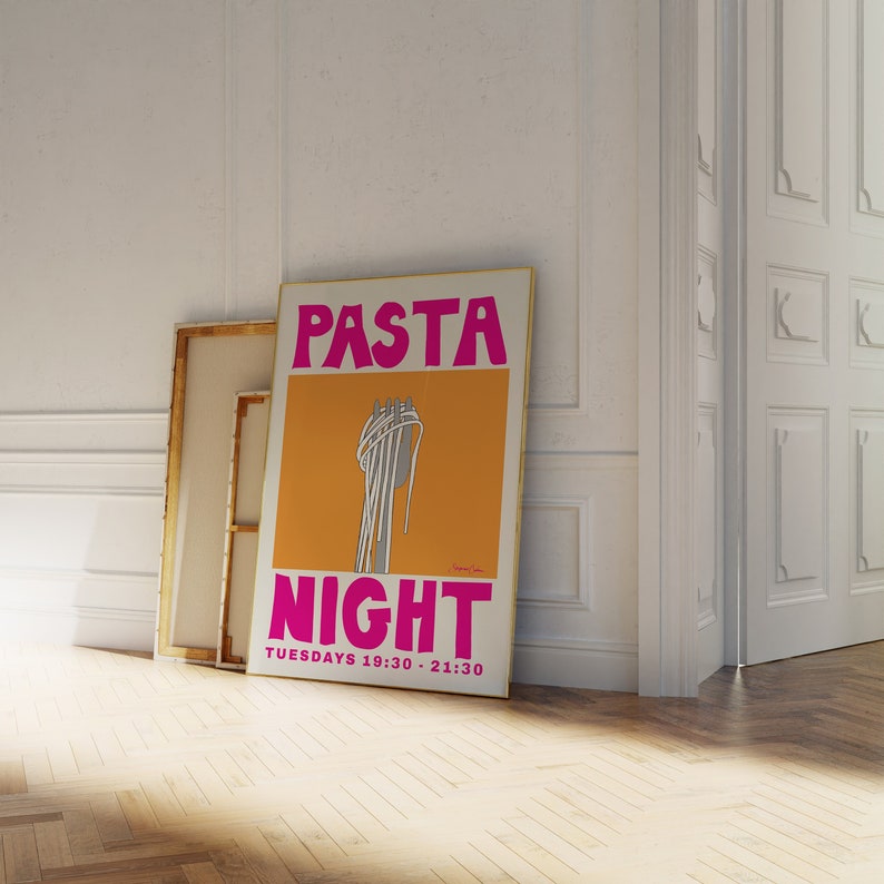 Pasta Night Poster Spaghetti Poster Food Print Modern - Etsy