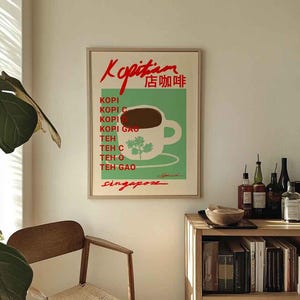 Retro Kopitiam Poster: Vintage Asian Coffee Bar Art Print - Etsy