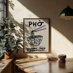 Pho Noodles Poster, Vietnam Food Poster, Vietnamese Vegetable Print ...