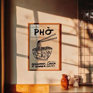 Pho Noodles Poster, Vietnam Food Poster, Vietnamese Vegetable Print ...