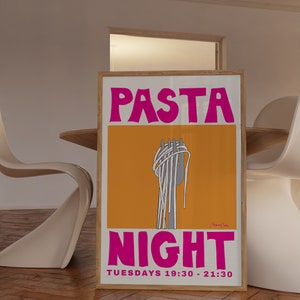 Pasta Night Poster Spaghetti Poster Food Print Modern Kitchen Decor ...