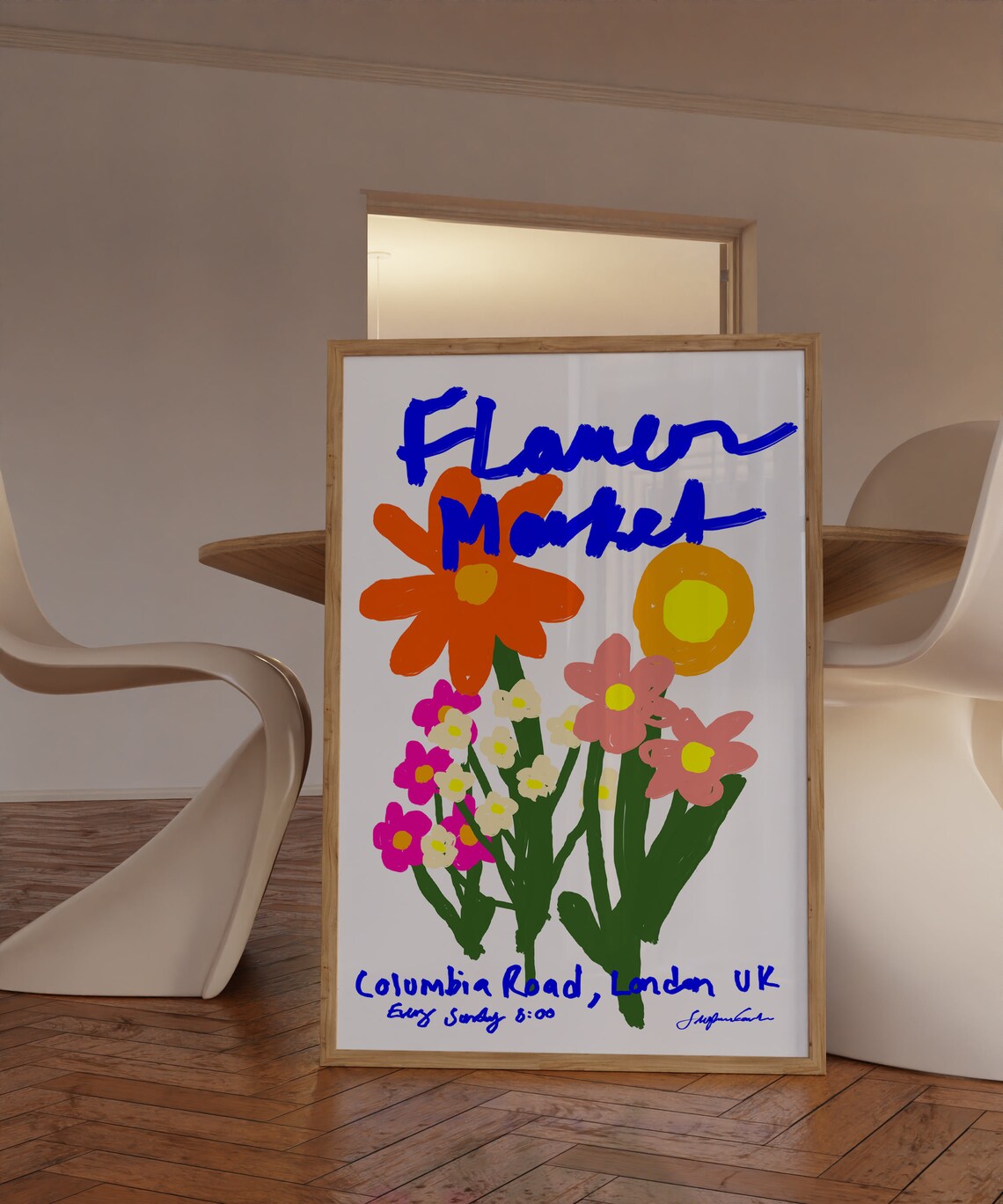 Flower Market Print: Retro Floral Wall Art, London Poster - Etsy