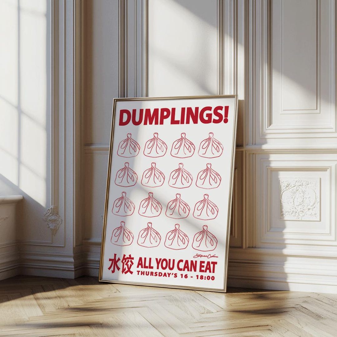 Dumplings Poster, Retro Food Poster,asian Food Poster, Bar Cart Decor ...