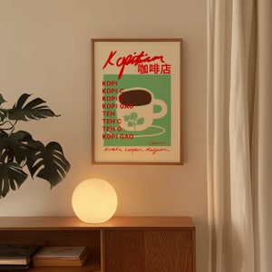 Retro Kopitiam Poster: Vintage Asian Coffee Bar Art Print, Coffee ...