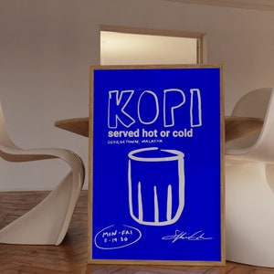 Kopi Poster, Retro Food Poster, Asian Food Poster, Bar Cart Decor ...
