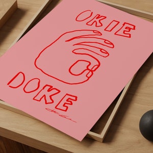 Okie Doke Print, Mid Century Print, Aesthetic Wall Art, Trendy Pink and ...