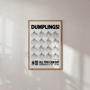 Dumplings Poster Retro Food Poster Asian Food Poster Bar Cart Decor ...