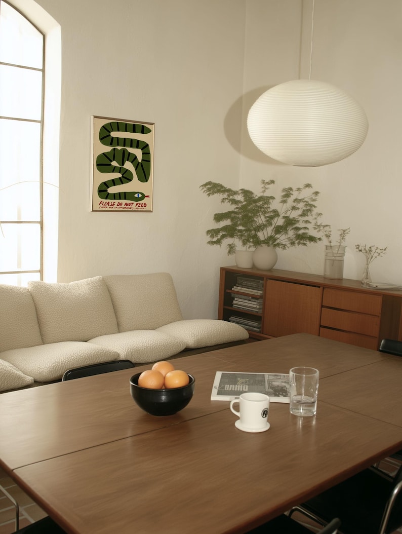 Stampa "Non dare da mangiare al serpente", arredamento di metà secolo ...