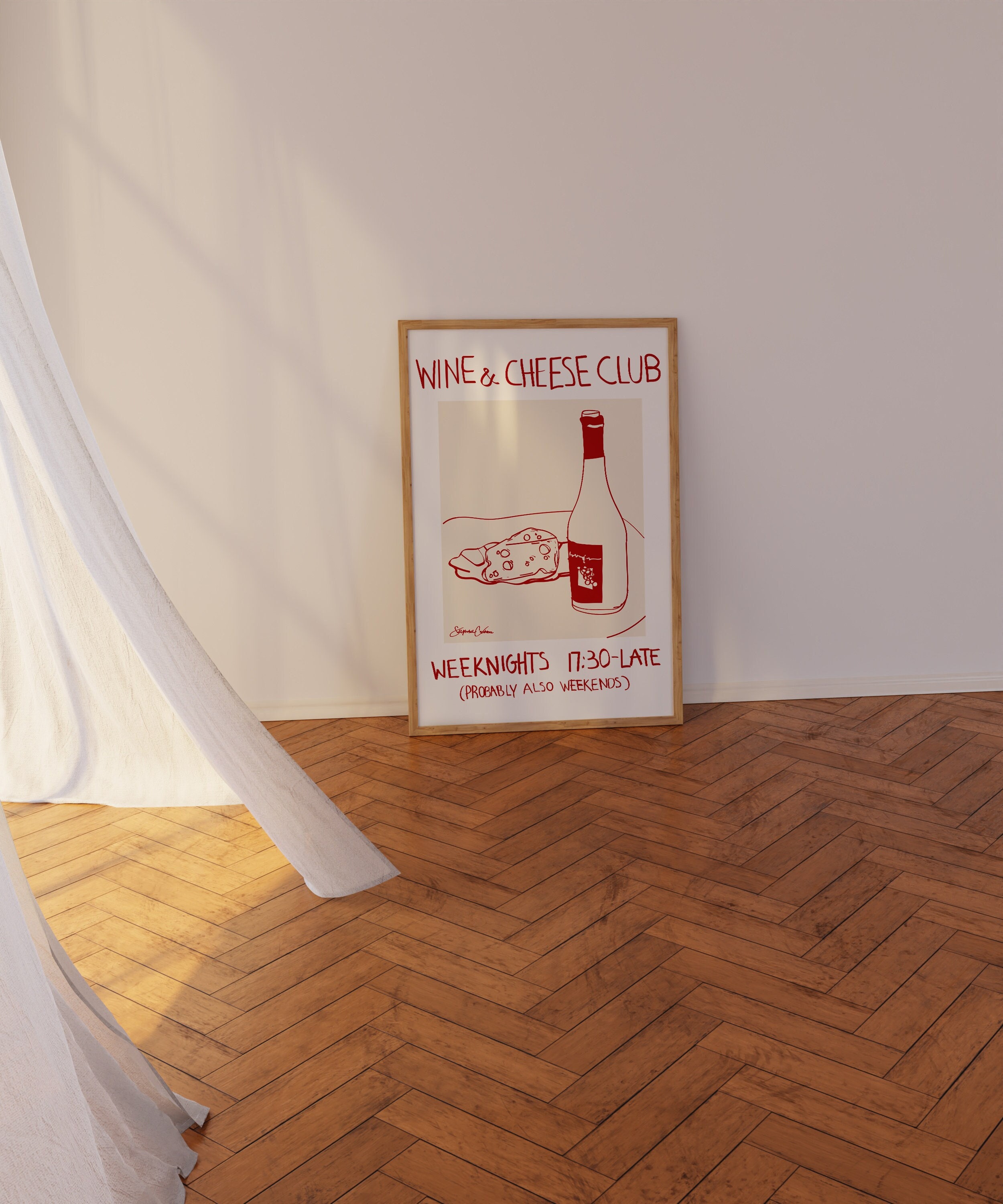 Wine and Cheese Club Poster Vintage Food Poster Wine Print - Etsy UK