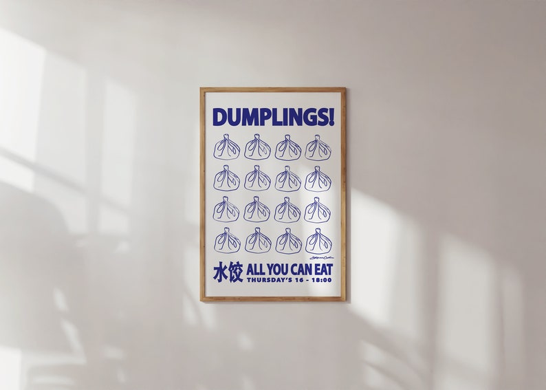 Dumplings Poster Retro Food Poster Asian Food Poster Bar - Etsy