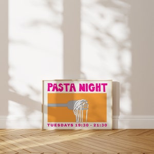 Pasta Night Horizontal Poster - Spaghetti Poster - Food Print - Modern ...
