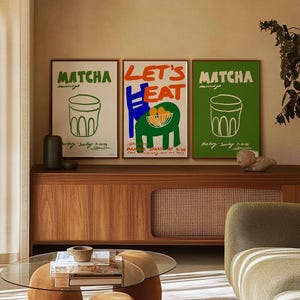 Matcha Poster, Trendy Print, Retro Coffee Poster, Vintage Food Poster ...