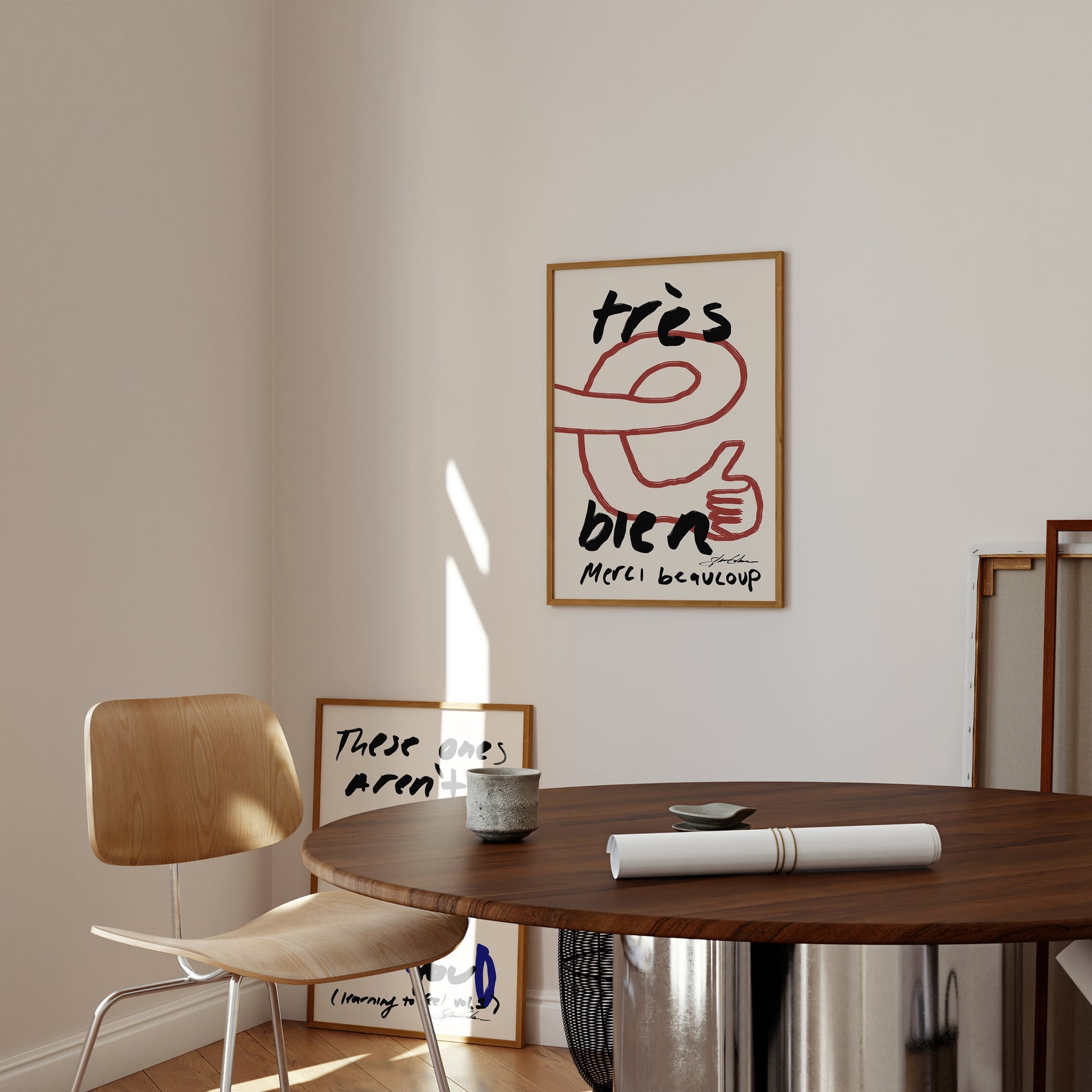 Tres Bien French Quote Print: Mid-century Modern Wall Art - Etsy
