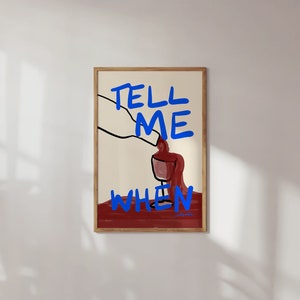Tell Me When Wine Print - Retro Wine Print - Bar Cart Art - Retro ...
