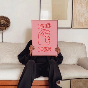Okie Doke Print, Mid Century Print, Aesthetic Wall Art, Trendy Pink and ...
