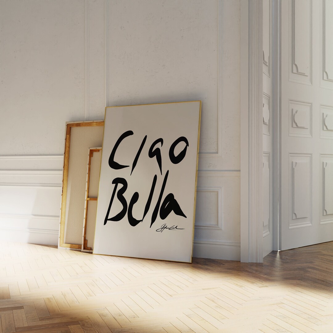 Ciao Bella Print: 70s Italian Quote, Monochrome Wall Art - Etsy