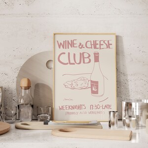 Wine and Cheese Club Poster - Vintage Food Poster - Wine Print - Retro ...