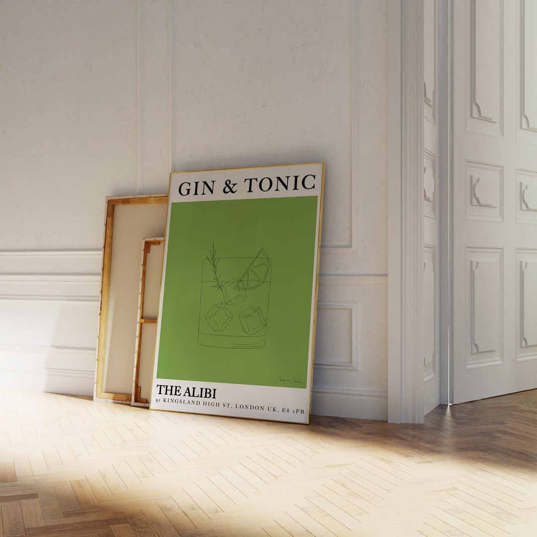 Poster Gin & Tonic - Arte da parete per cocktail retrò - Arte da parete ...