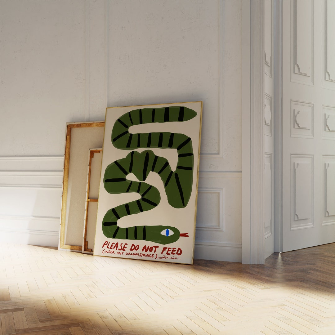 Don't Feed the Snake Print, Mid Century Print, Aesthetic Wall Art ...