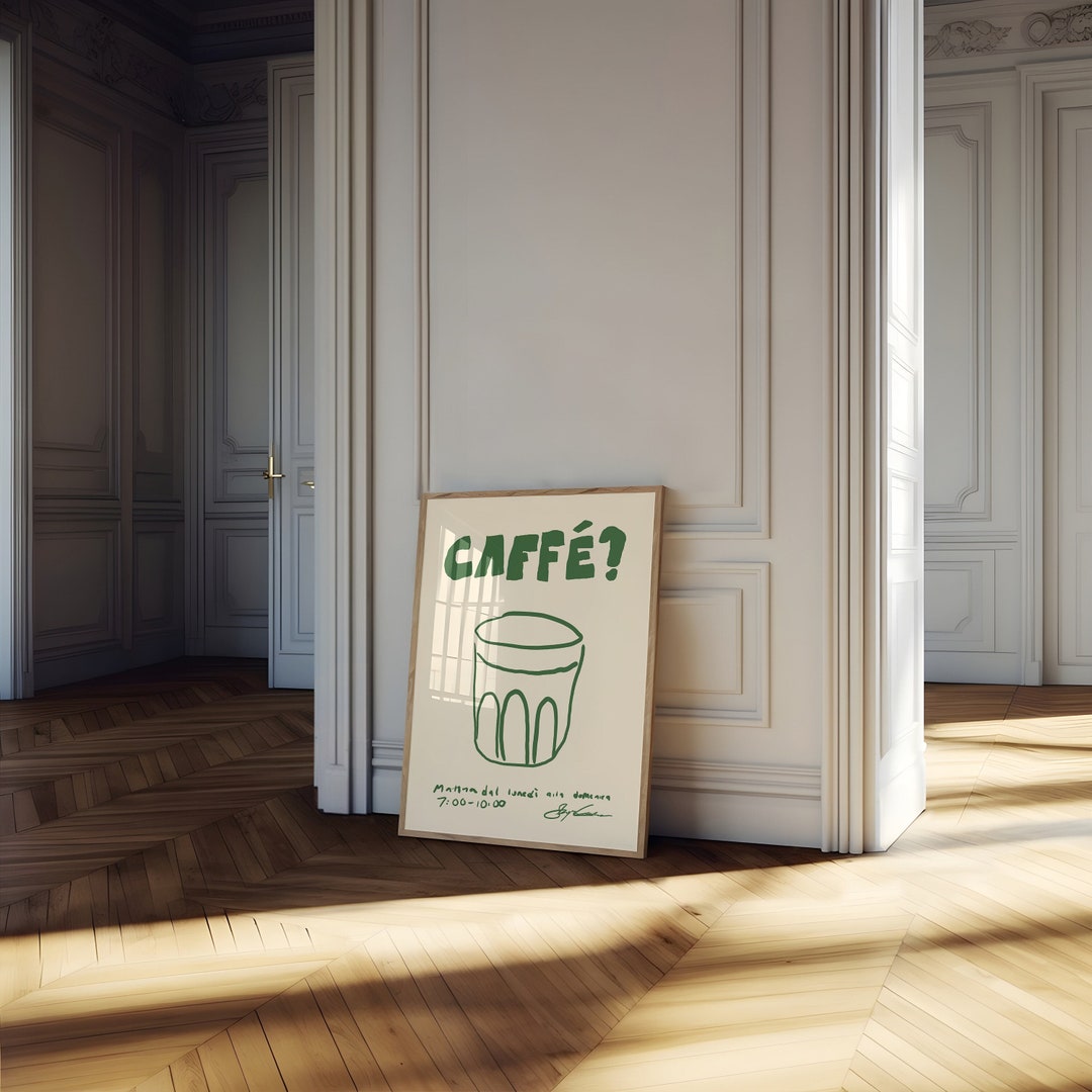 Framed Caffe Poster: Retro Green Coffee Bar Art - Etsy