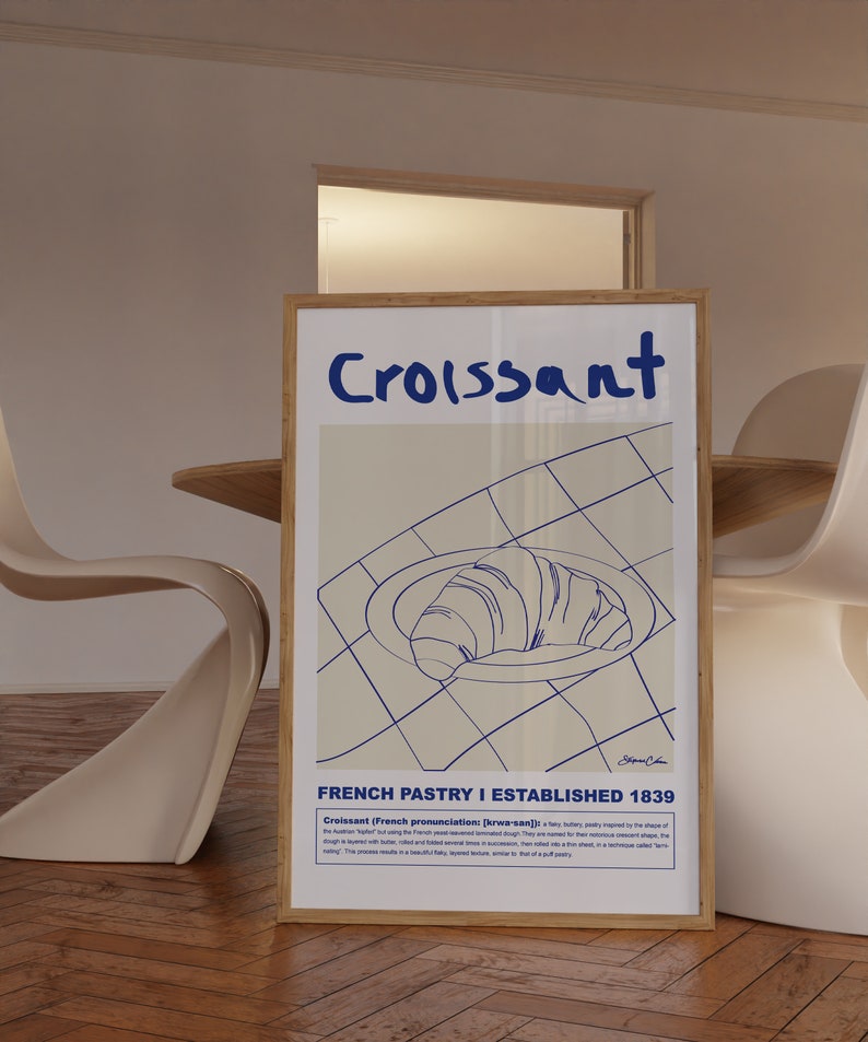 Croissant Poster Food Print French Croissant Poster - Etsy